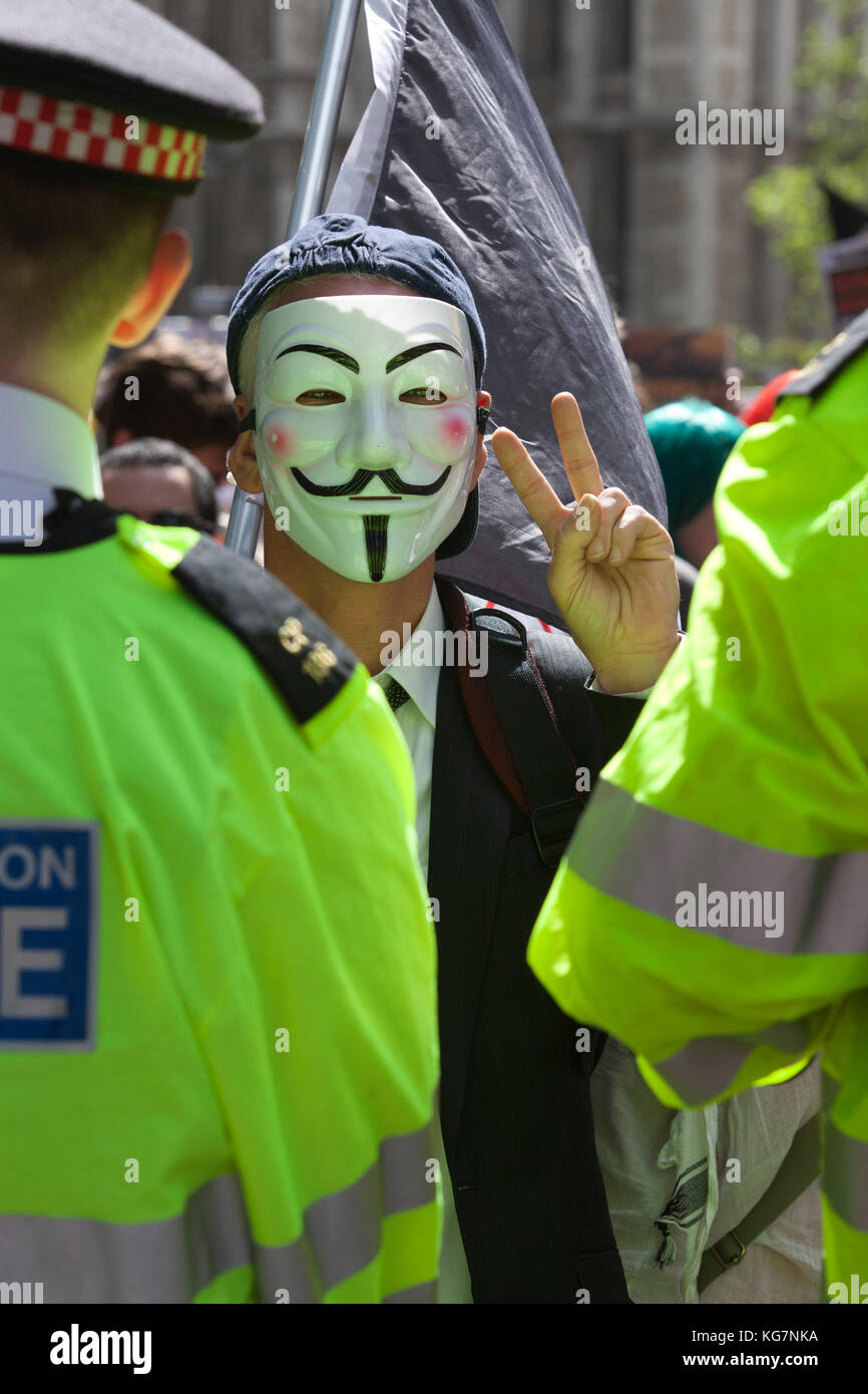 In this picture: protesters wear "V for Vendetta" masks. 12 May Occupy ...