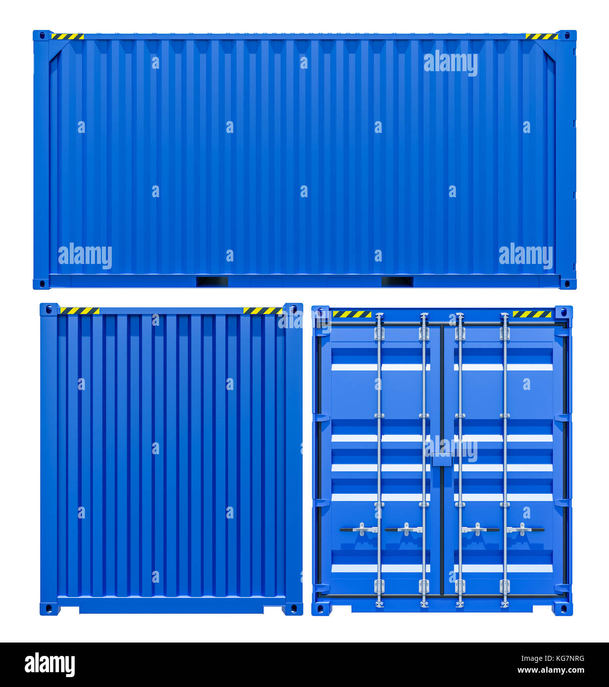 Blue cargo freight container from different sides Stock Photo - Alamy