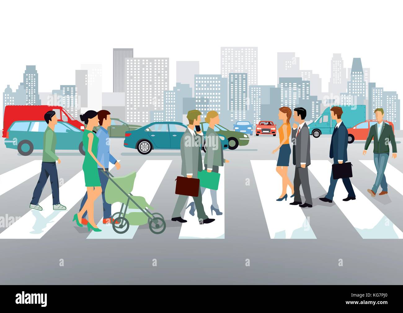 People walk on crosswalk Stock Vector Images - Alamy