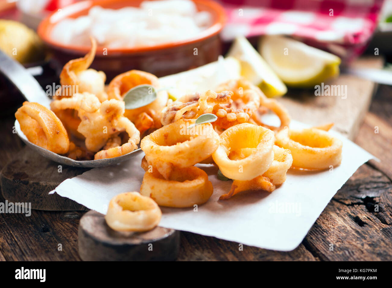 Fresh Fried Calamari. Mediterranean squid Stock Photo - Alamy
