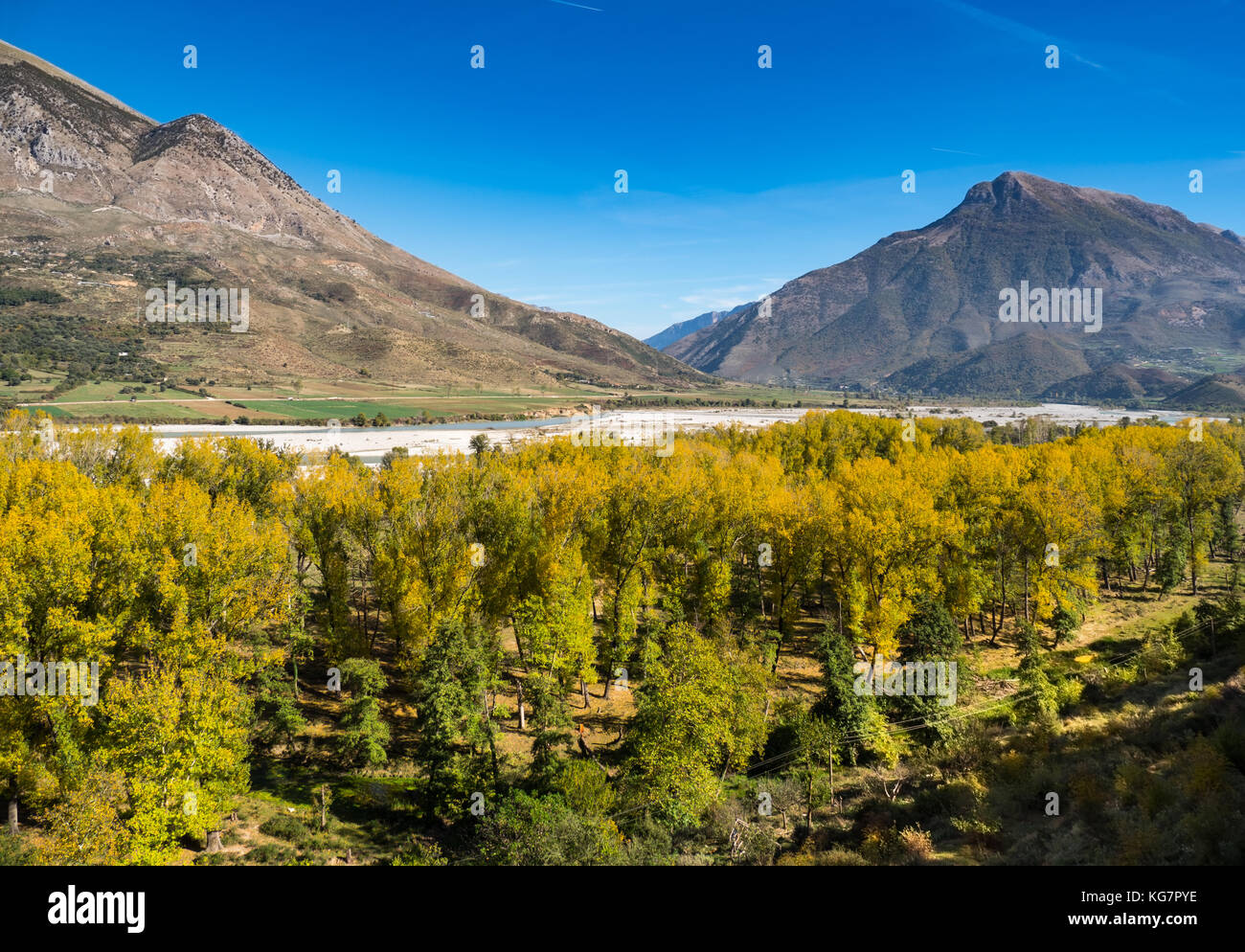 View from Tepelene, Landscape in central Albania between Berat and ...