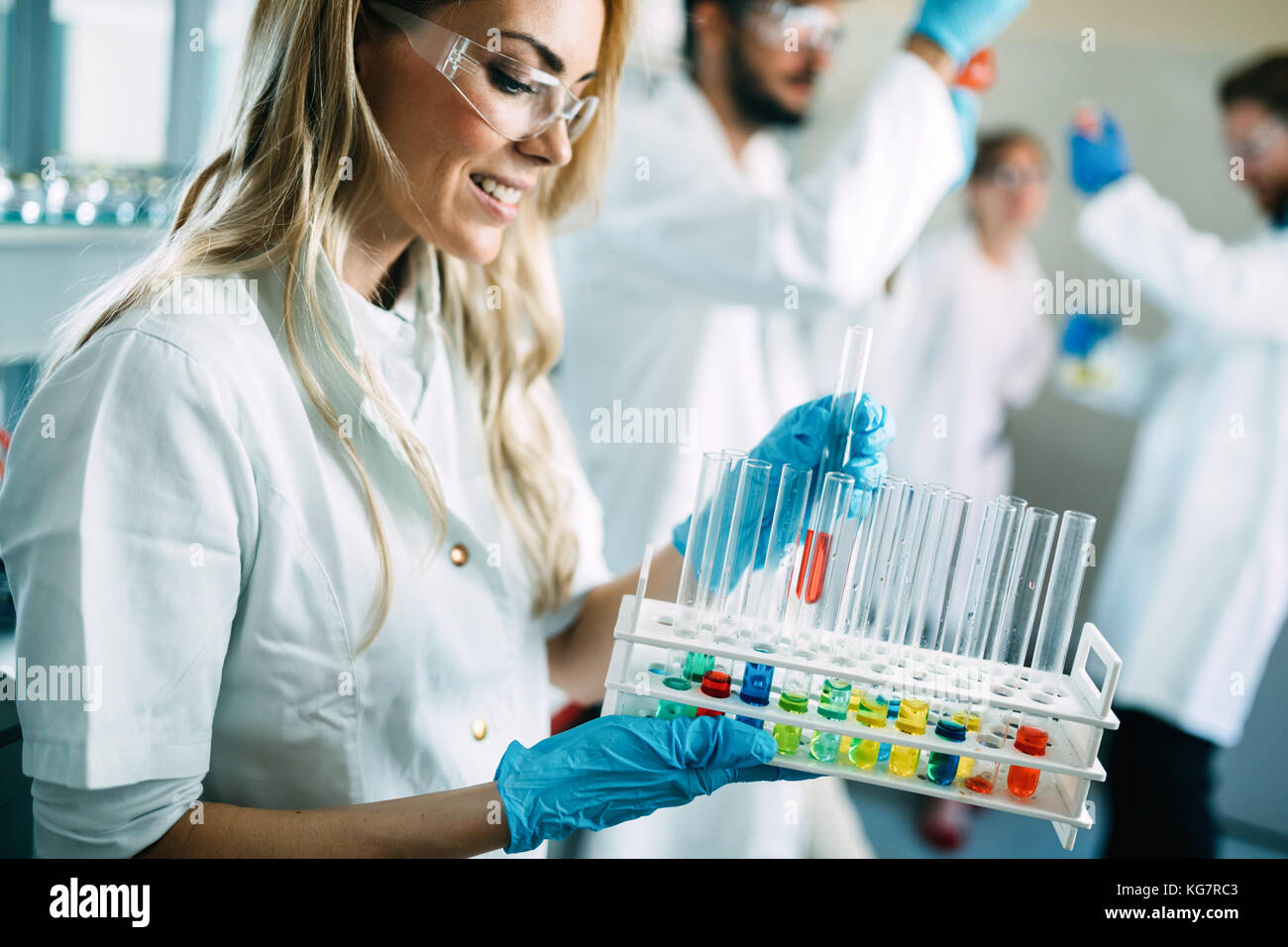 Female student of chemistry working in laboratory Stock Photo - Alamy