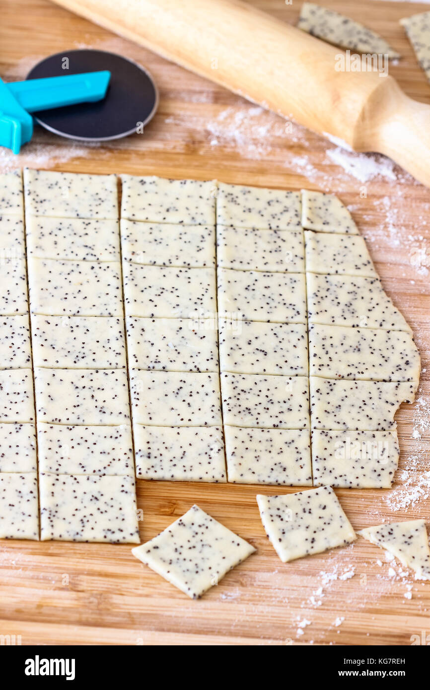 Homemade Crackers with Poppy Seeds Stock Photo - Alamy