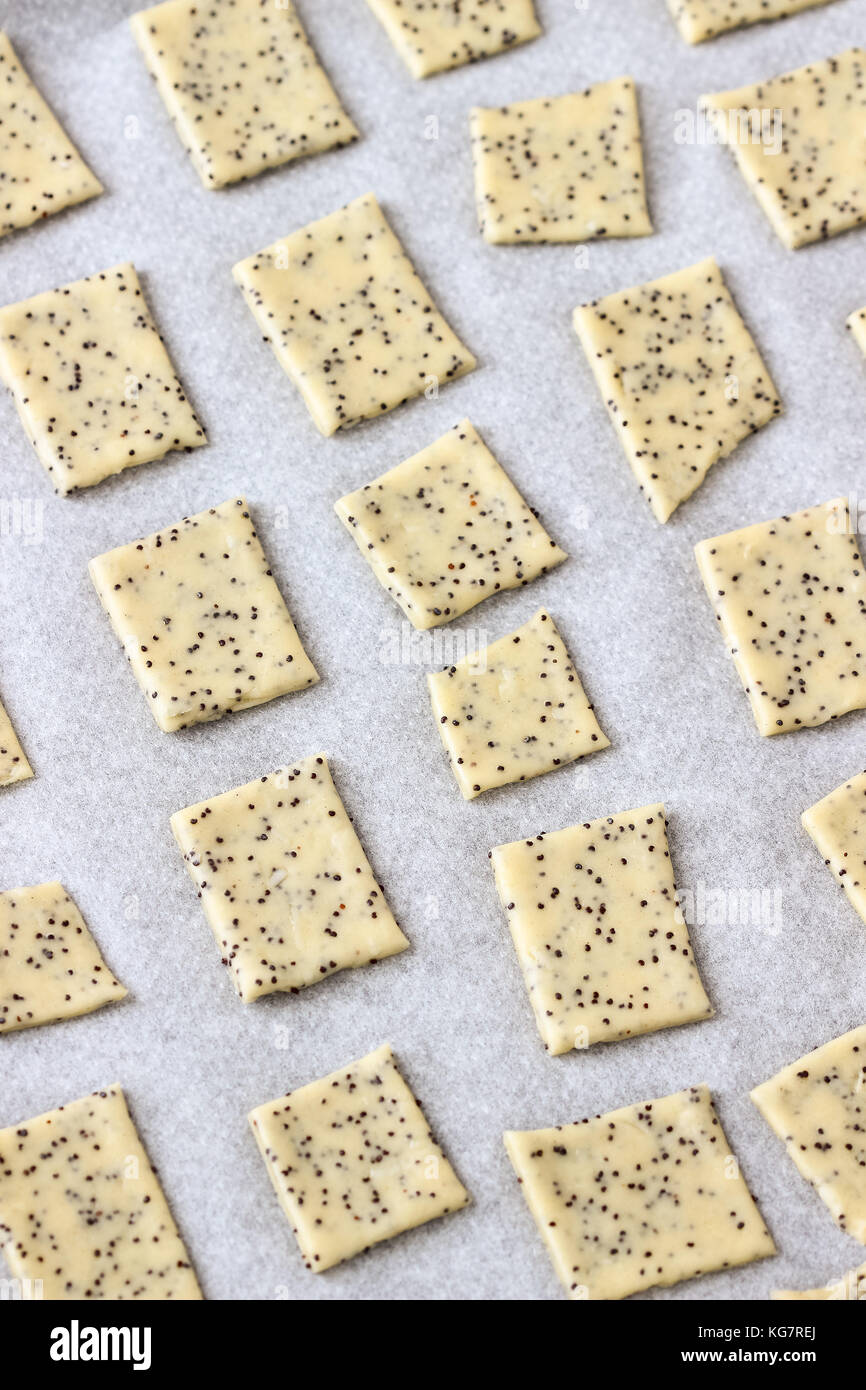 Homemade Crackers with Poppy Seeds Stock Photo - Alamy