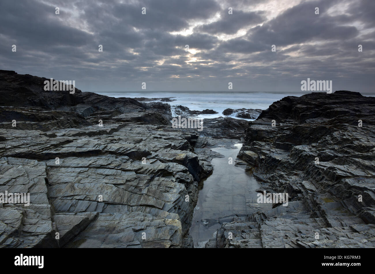 a stunning and atmospheric seascape on the beautiful Cornish coast at ...