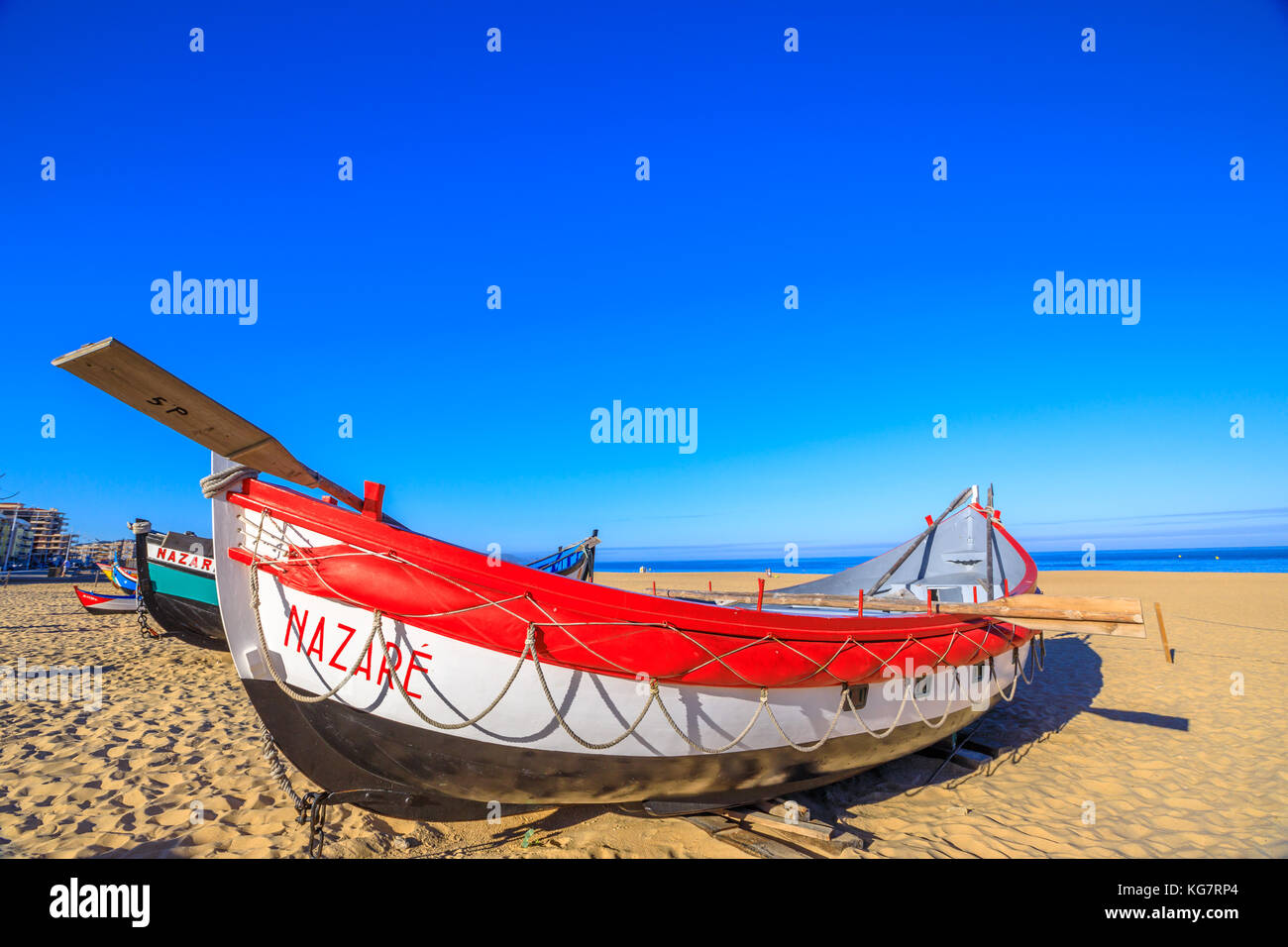 Nazare fishing boat Stock Photo - Alamy