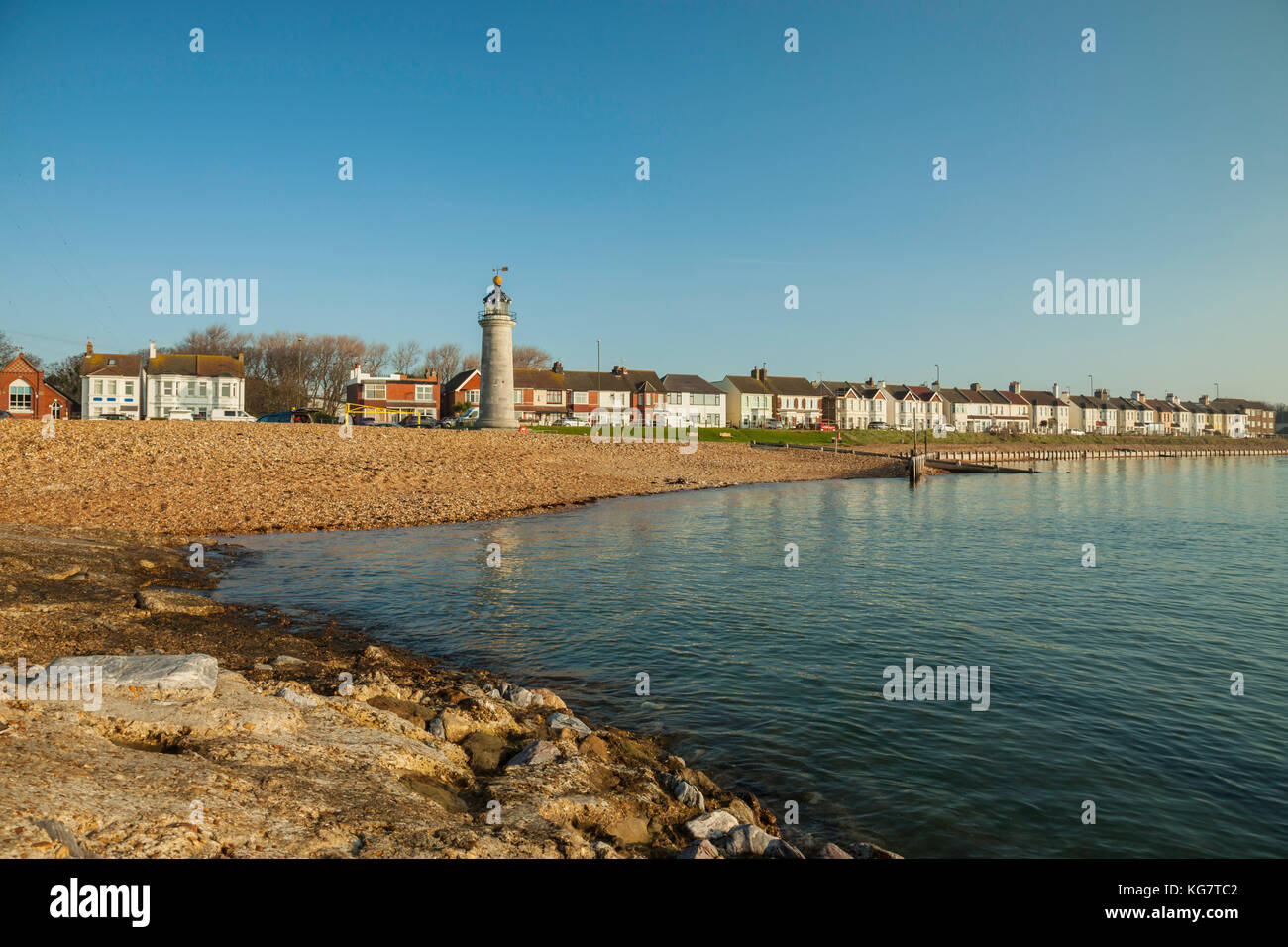Morning on the beach in Shoreham-by-Sea, West Sussex, England Stock ...