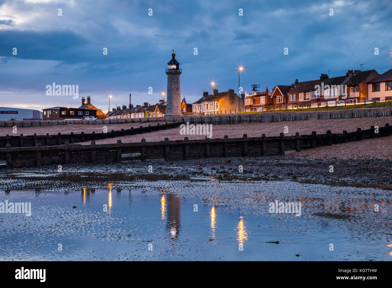 Evening at Kingston Lighthouse in Shoreham-by-Sea, West Sussex, England ...