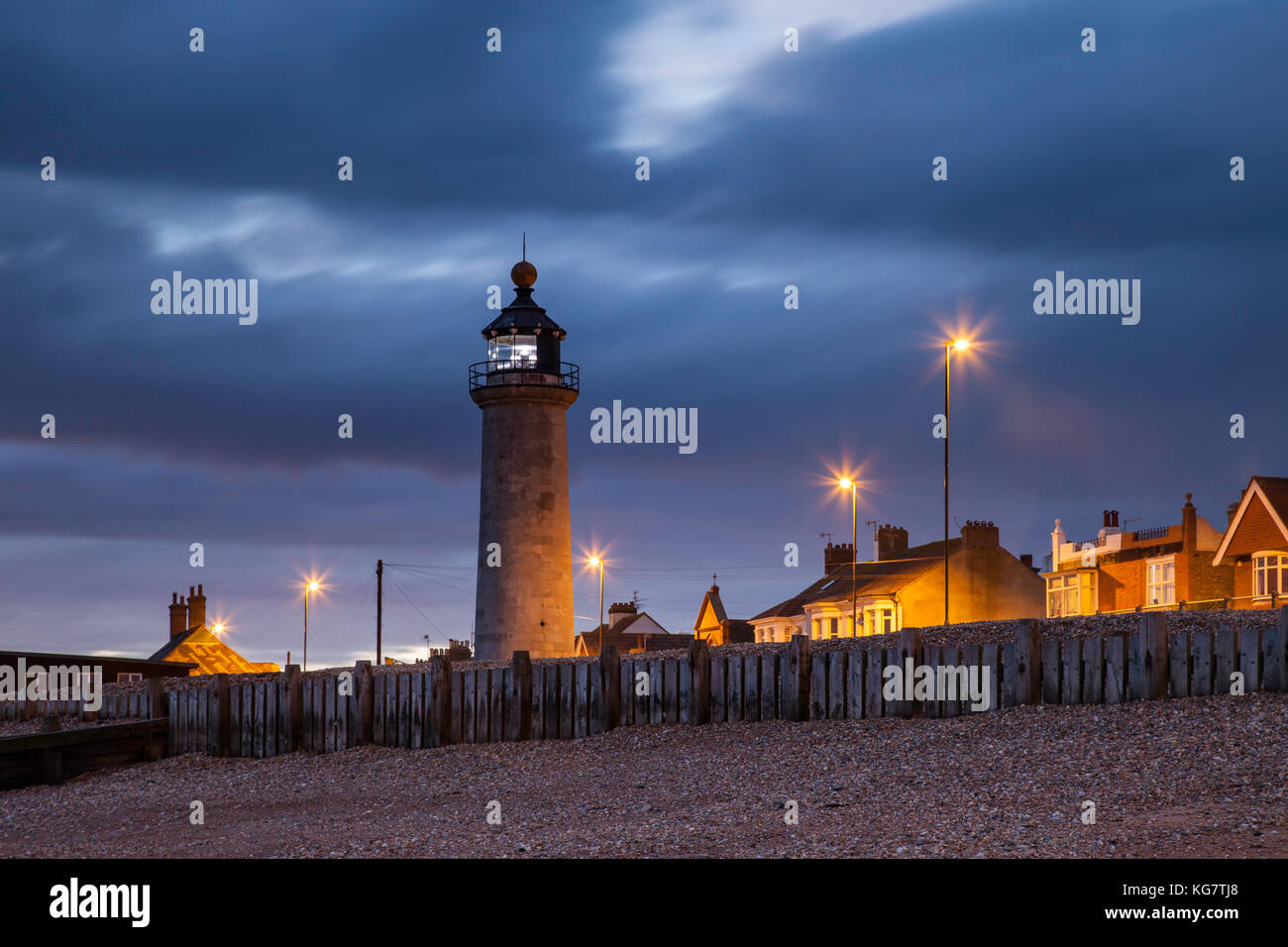 Evening at Kingston Lighthouse in Shoreham-by-Sea, West Sussex, England ...