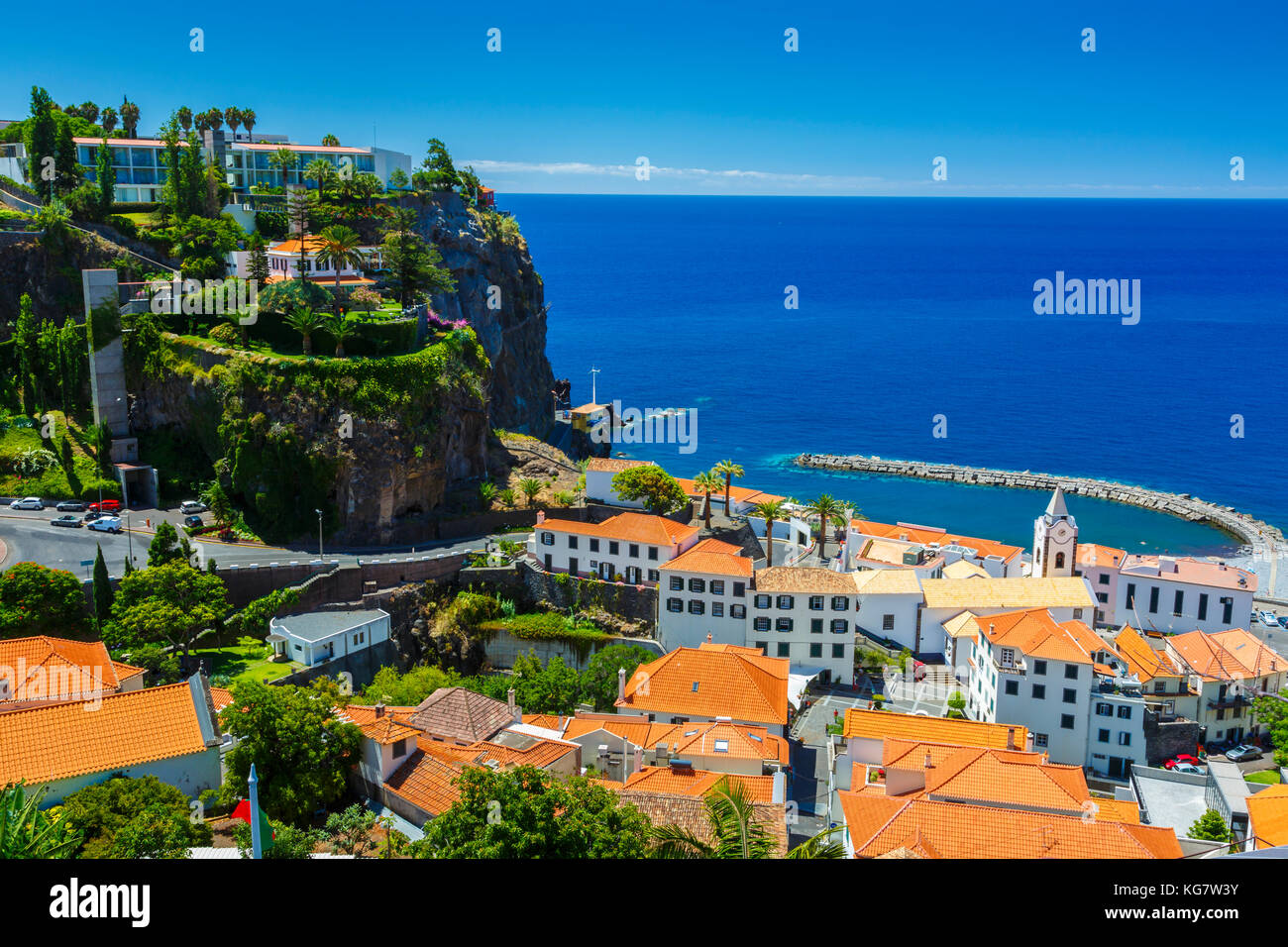 Coastal village view Stock Photo - Alamy