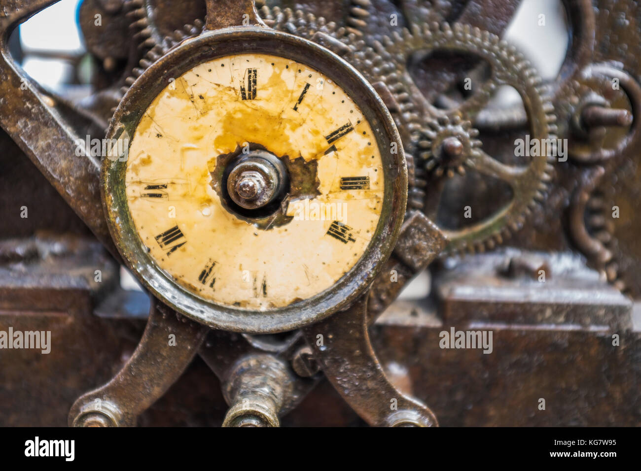 ancient mechanism of the tower clock cogwheels in the clock - soft ...