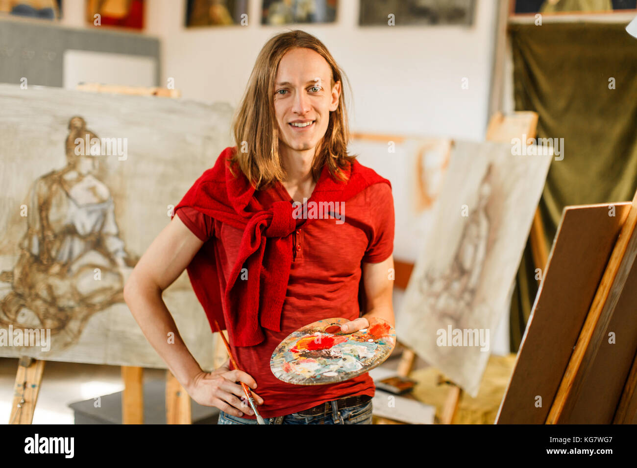 Male Artist Smiles Stock Photo - Alamy