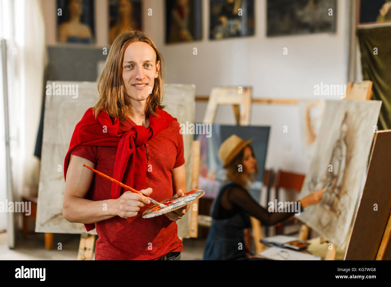 Male Artist Smiles Stock Photo - Alamy
