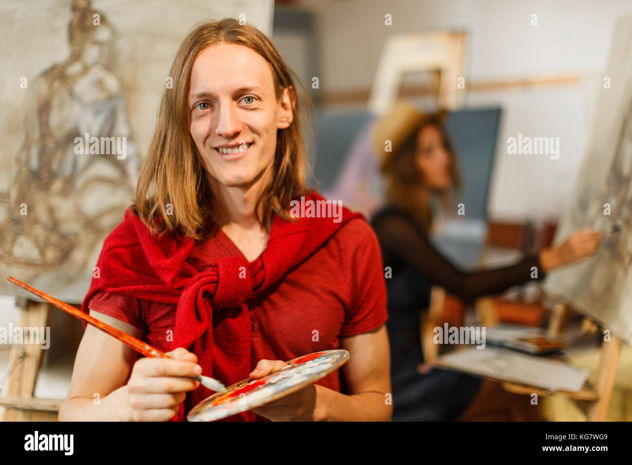 Male Artist Smiles Stock Photo - Alamy