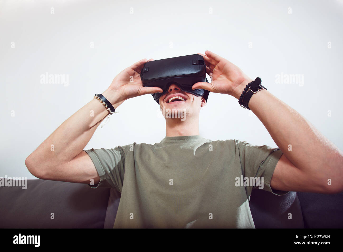 Man Use VR Set Stock Photo - Alamy