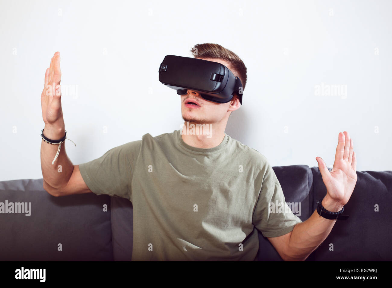 Man Use VR Set Stock Photo - Alamy