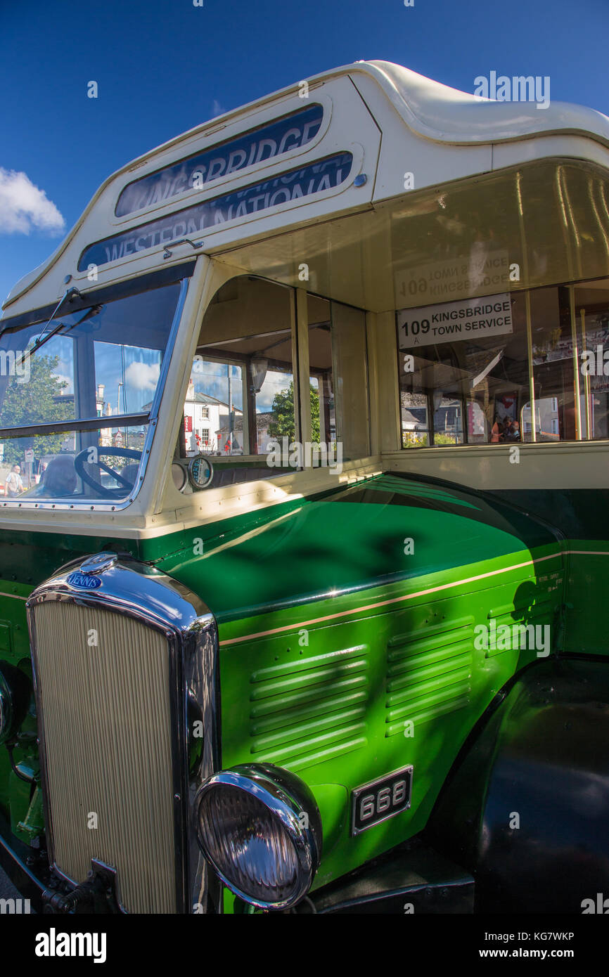 Vintage bus at Kingsbridge, Devon Stock Photo - Alamy