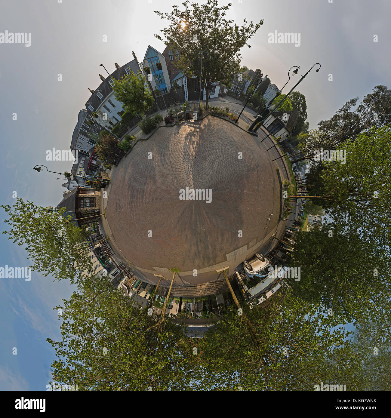 Planet panorama of "The Quay" in Kingsbridge, Devon, UK Stock Photo - Alamy