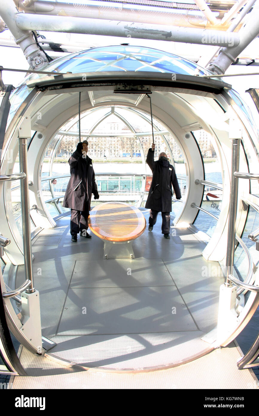 Security officers scanning a pod on the London Eye Stock Photo - Alamy