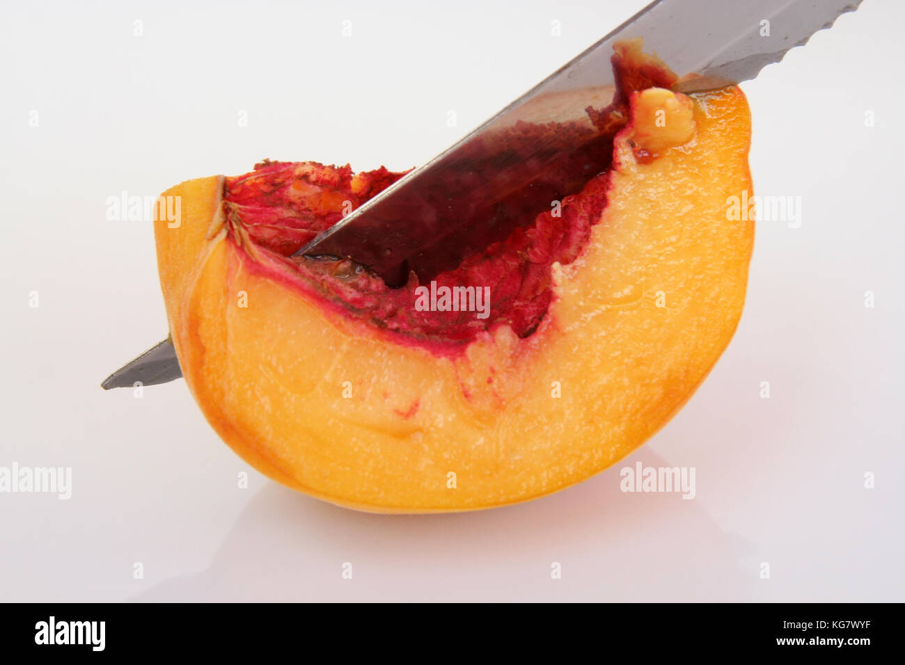Peach slice. Slice of peach Stock Photo - Alamy