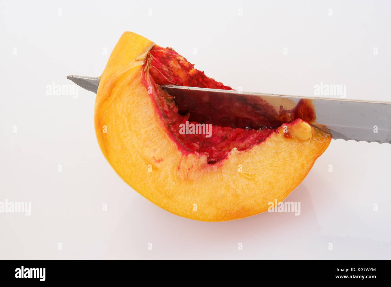 Peach slice. Slice of peach Stock Photo - Alamy
