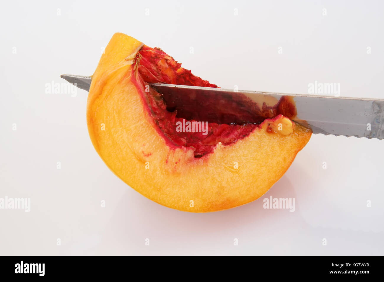Peach slice. Slice of peach Stock Photo - Alamy