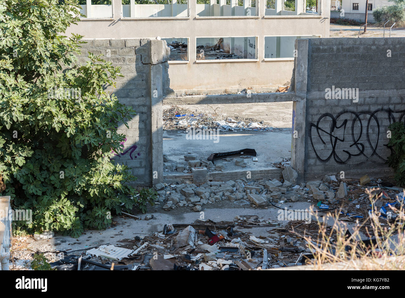 Abandoned industrial building in Larnaca, Cyprus Stock Photo - Alamy