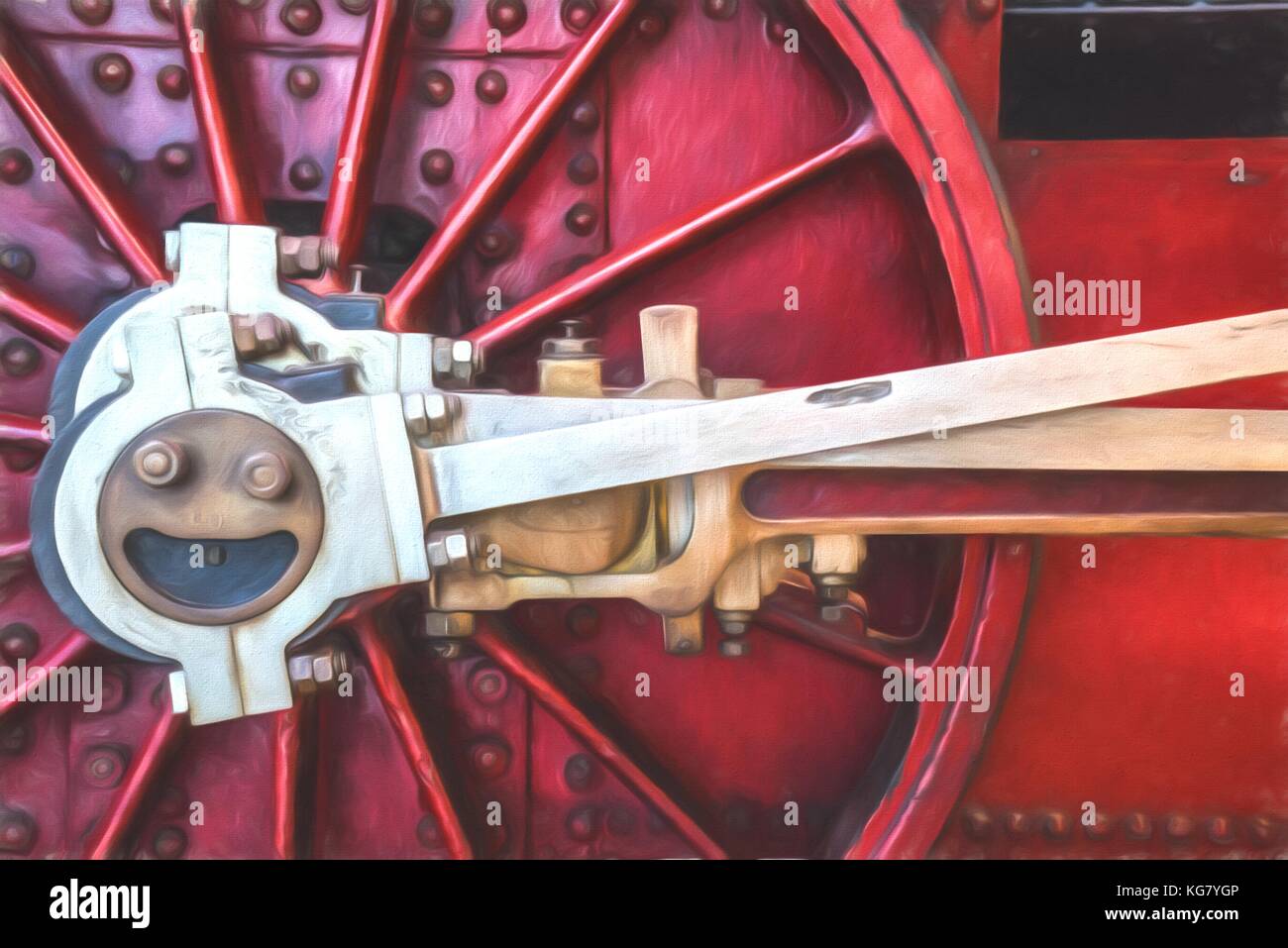 Big red steel wheel Stock Photo - Alamy