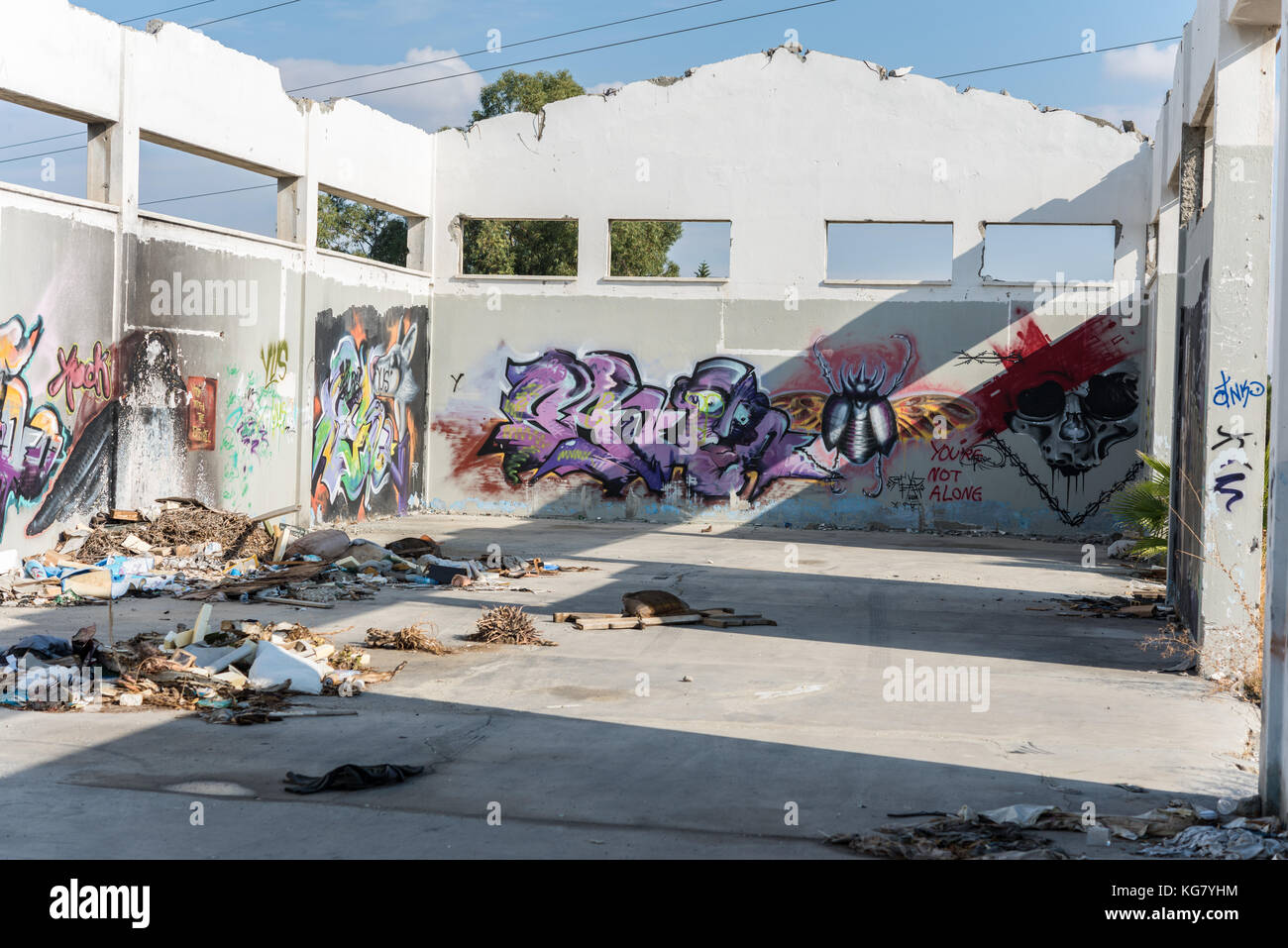 Abandoned industrial building in Larnaca, Cyprus Stock Photo - Alamy