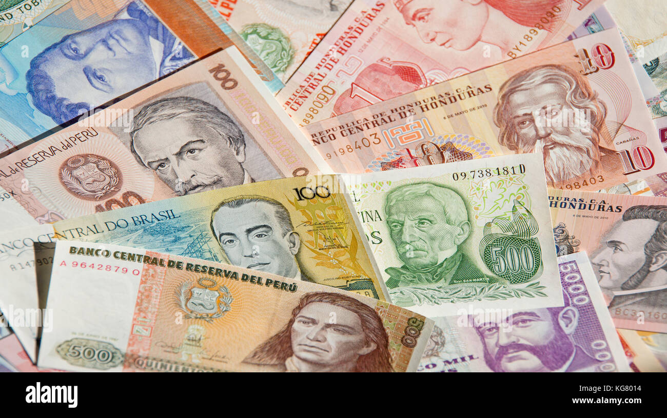 Variety of South American banknotes Stock Photo - Alamy