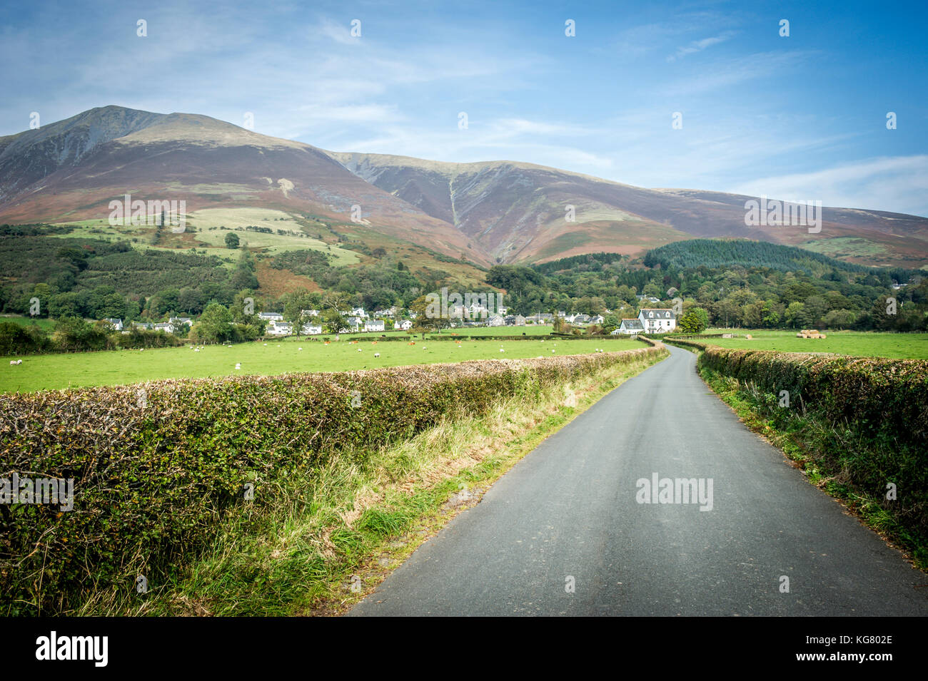 Road leading to a small village outside Coniston in the Lake District ...