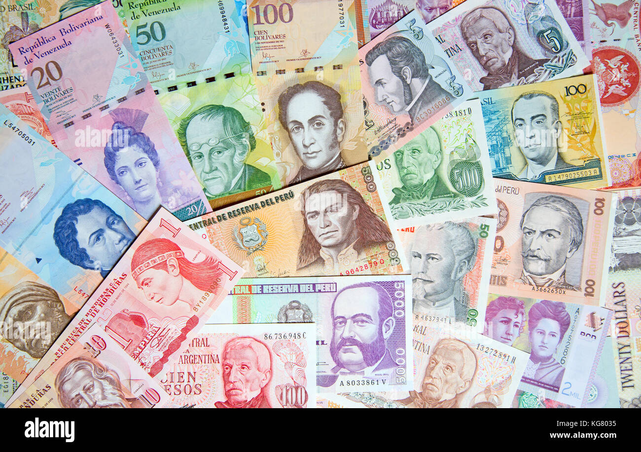 Variety of South American banknotes Stock Photo - Alamy