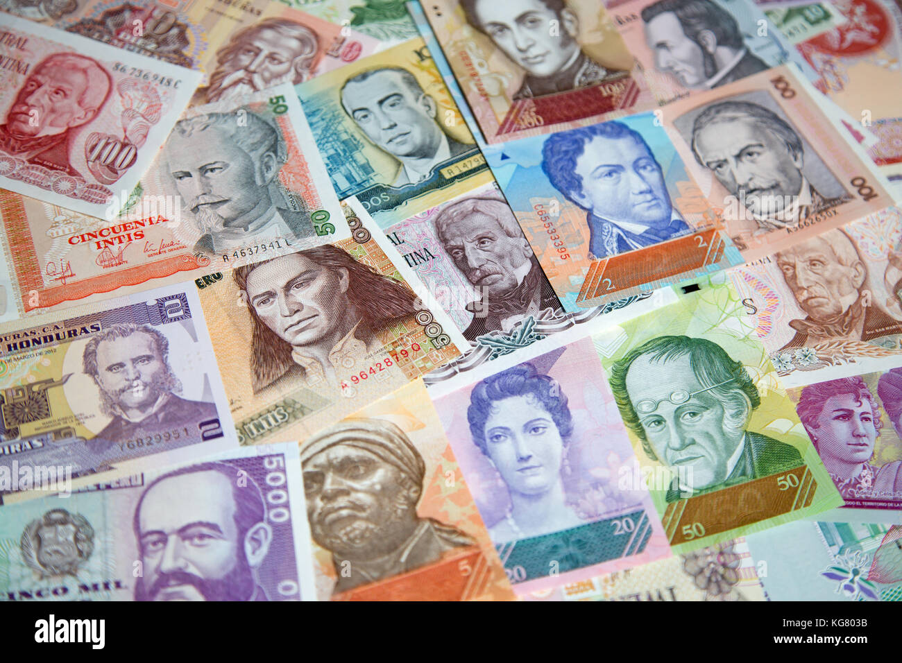 Variety of South American banknotes Stock Photo - Alamy