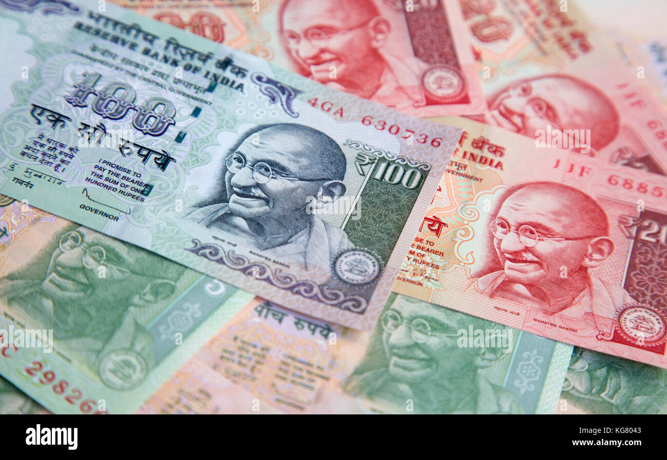 Collection of the Indian banknotes Stock Photo - Alamy