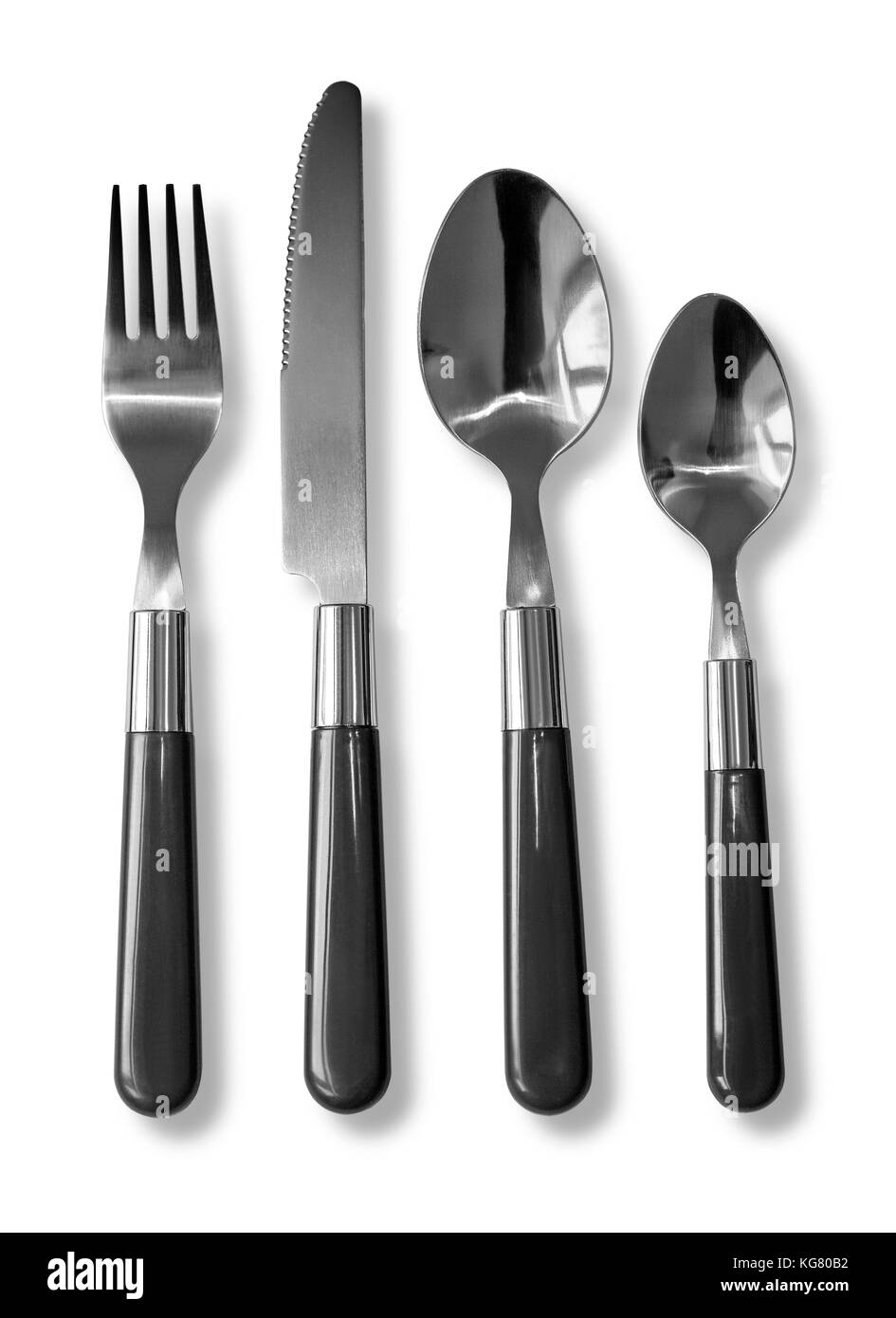 Cutlery set with Fork, Knife and Spoon isolated with clipping path ...