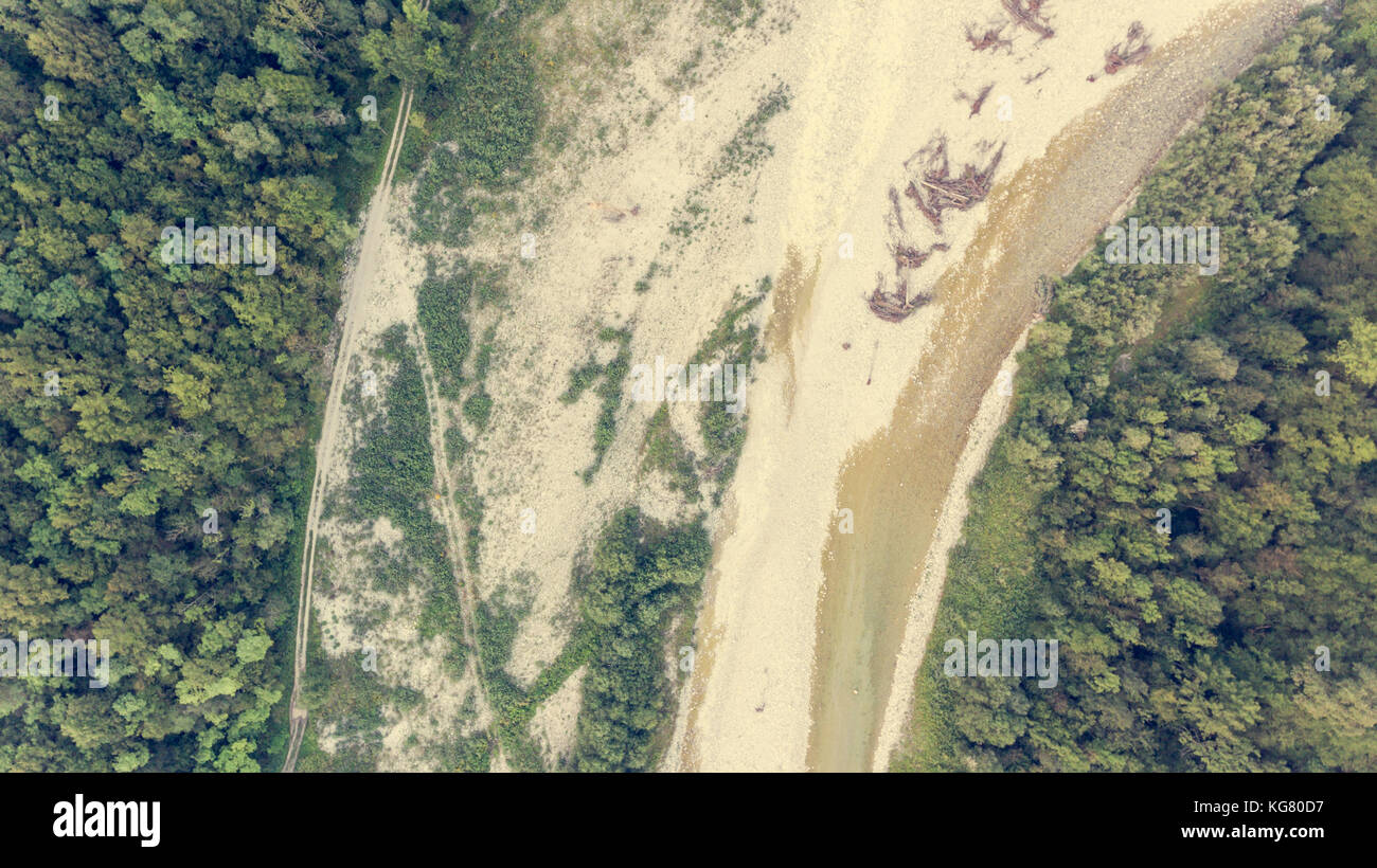 Top view of a wide river bed Stock Photo - Alamy