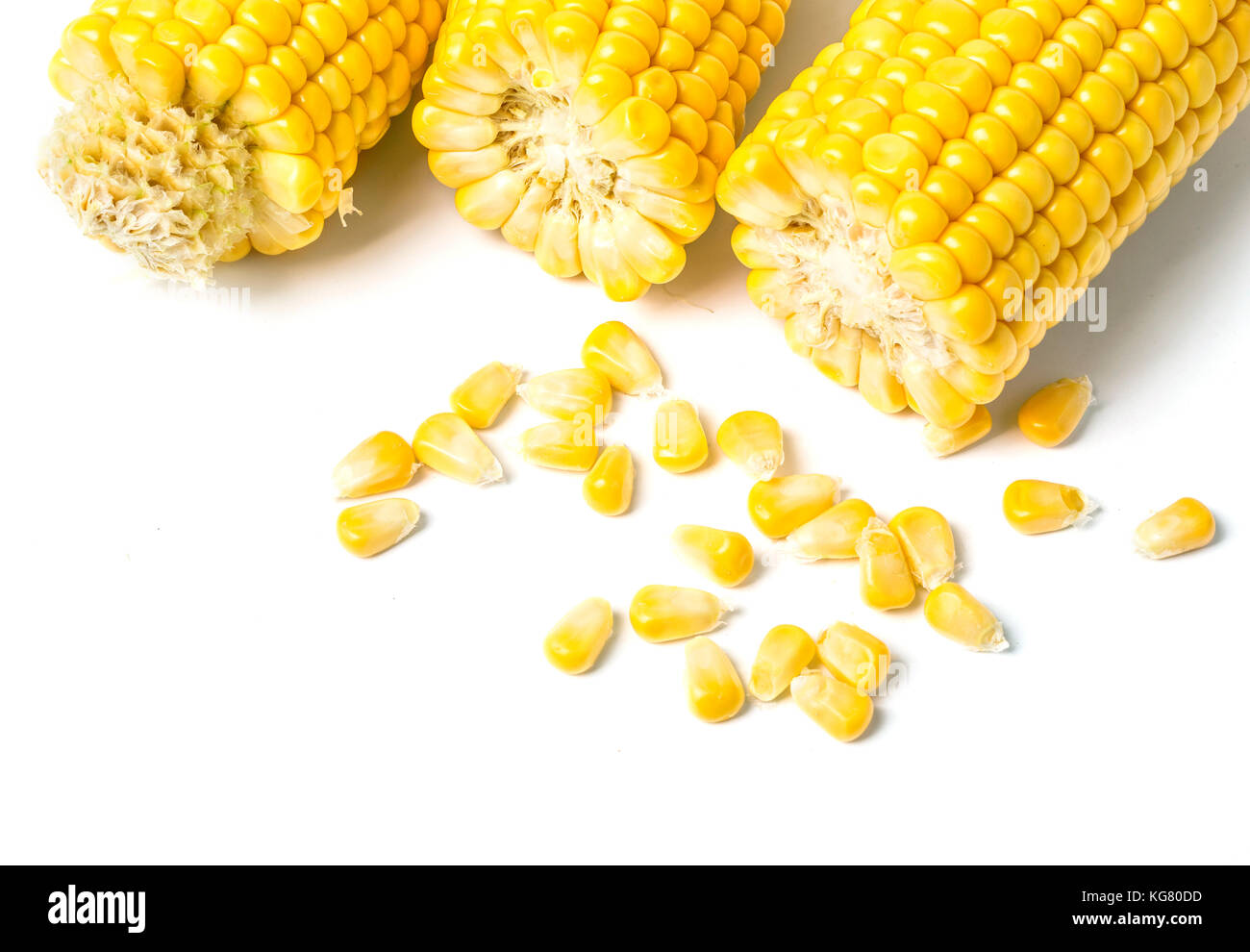 Sweet boiled corn on white background Stock Photo - Alamy