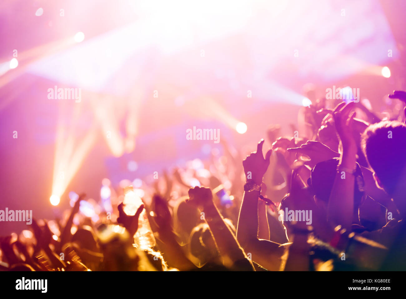 Cheering crowd at concert enjoying music performance Stock Photo - Alamy