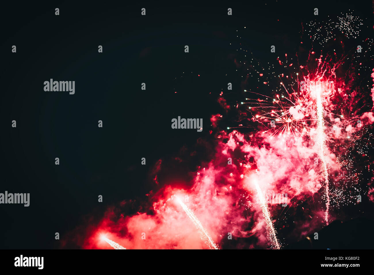 Picture of fireworks bursting on night sky Stock Photo - Alamy