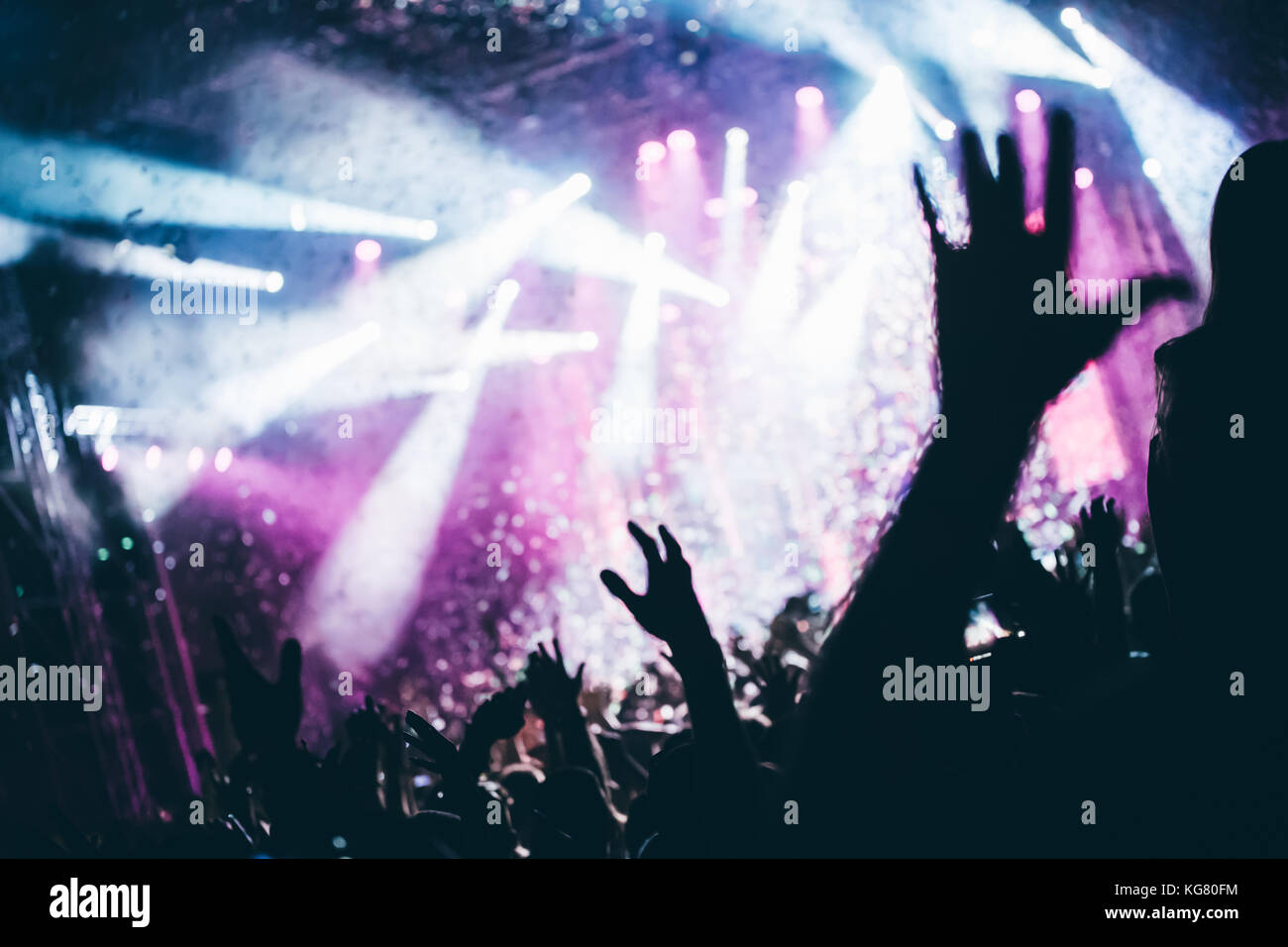Cheering crowd at concert enjoying music performance Stock Photo - Alamy