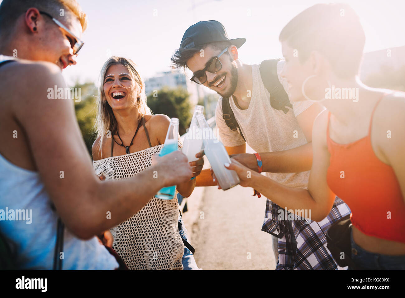 Group of young happy friends having fun time Stock Photo - Alamy