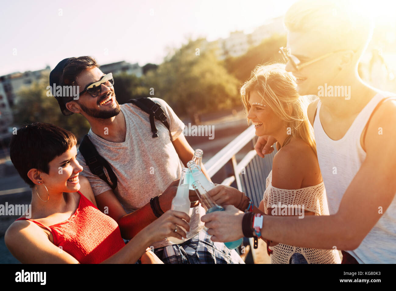 Group of young happy friends having fun time Stock Photo - Alamy