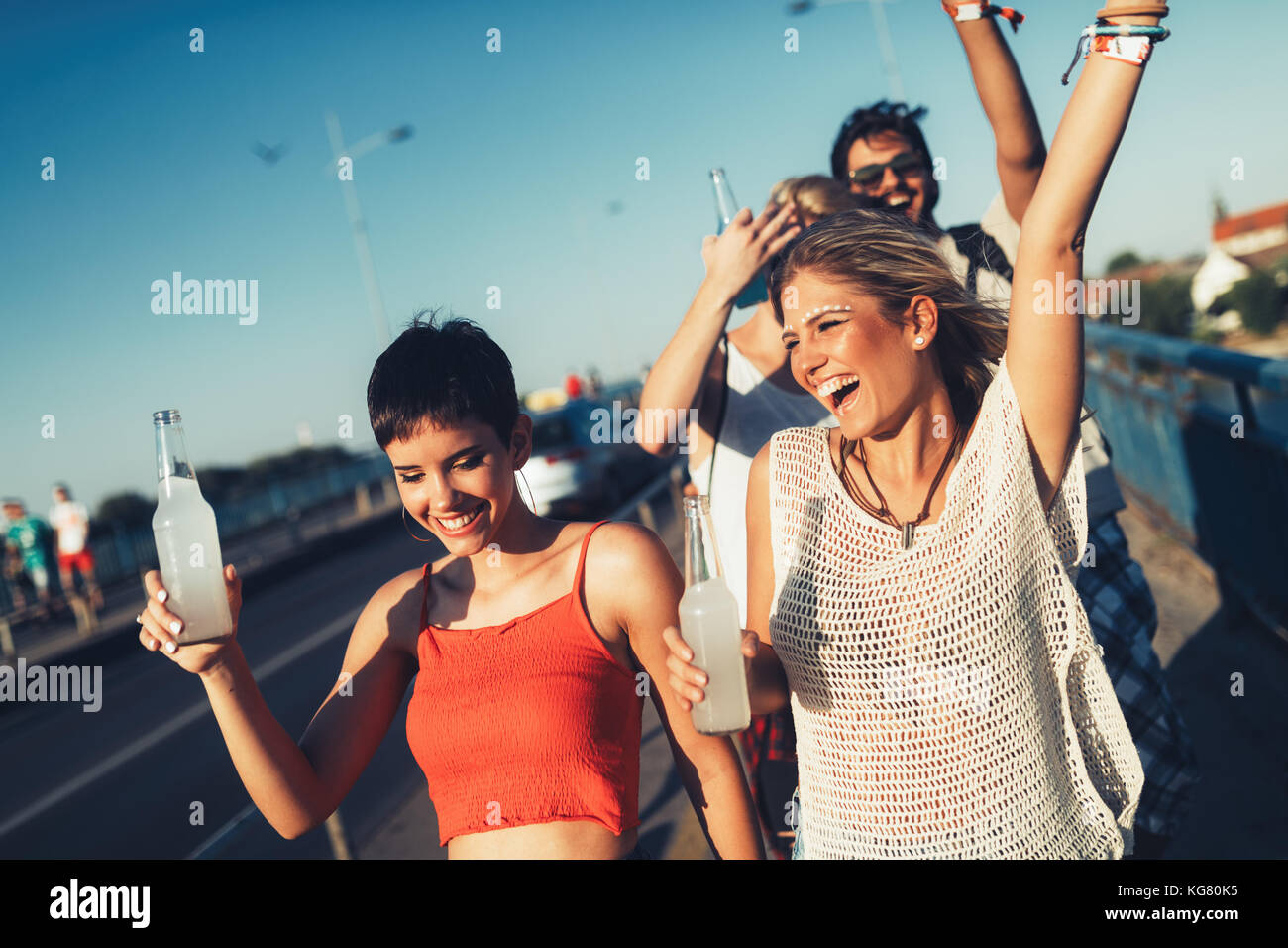 Group of young happy friends having fun time Stock Photo - Alamy