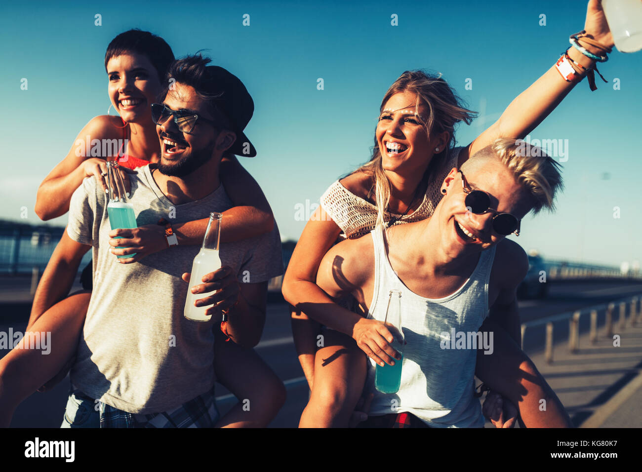 Group of young happy friends having fun time Stock Photo - Alamy