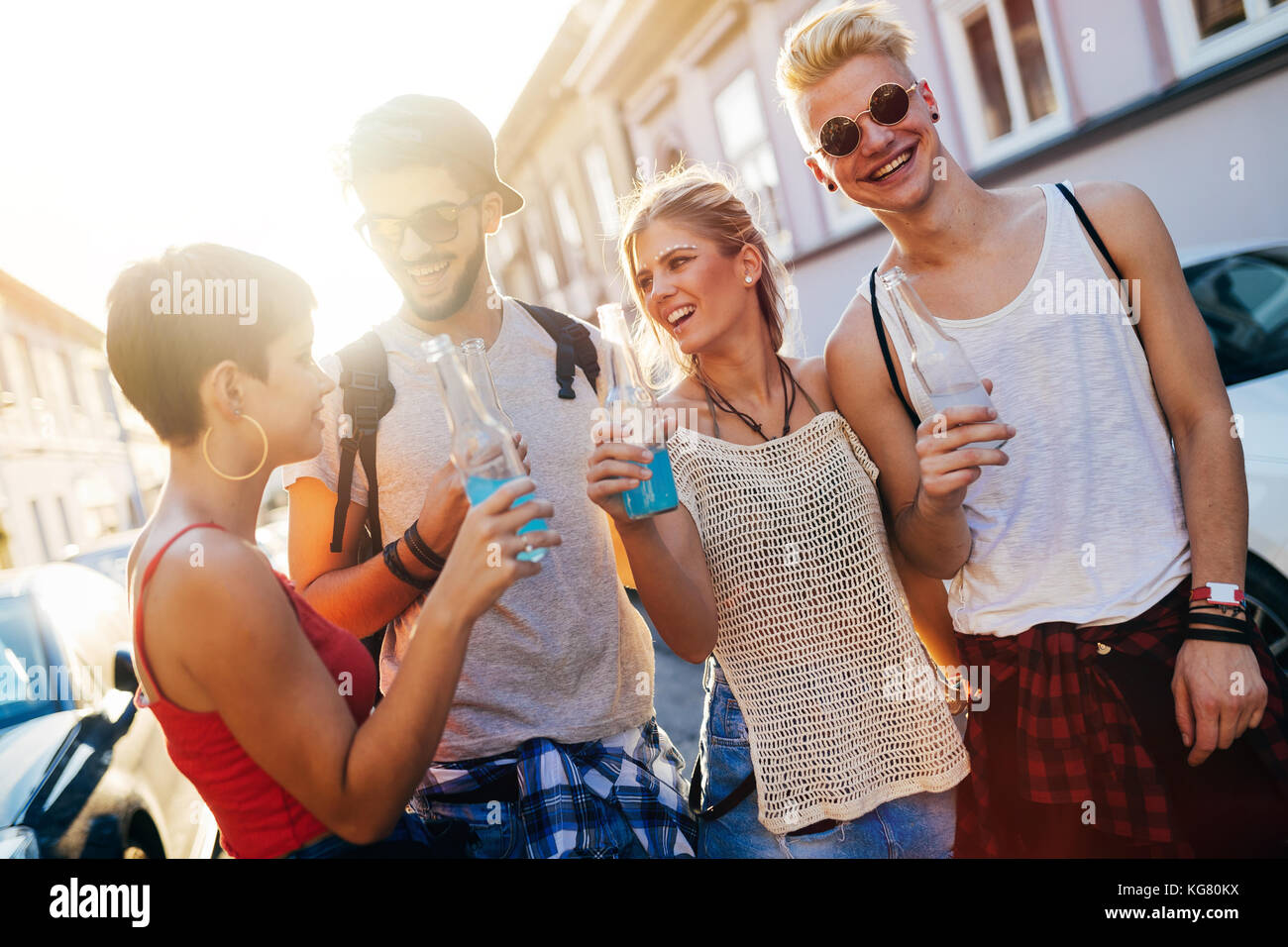Group of young happy friends having fun time Stock Photo - Alamy