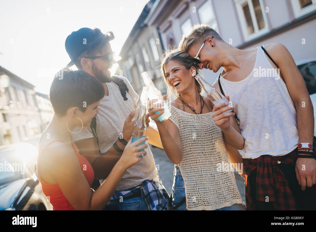 Group of young happy friends having fun time Stock Photo - Alamy