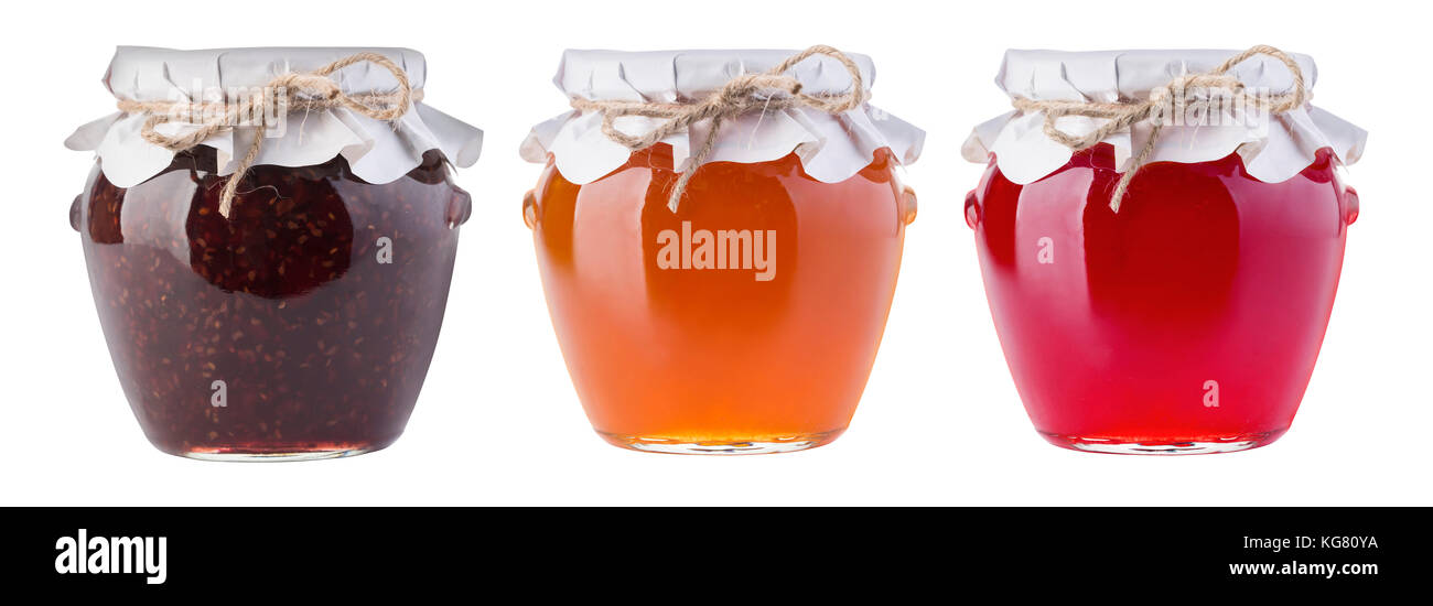 delicious jam in the pot isolated on white background Stock Photo - Alamy