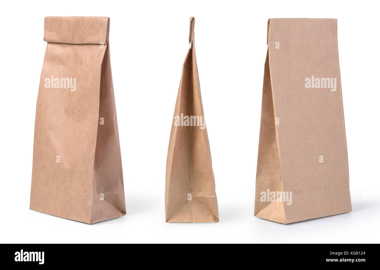 Brown paper bag packaging template isolated on white background Stock ...
