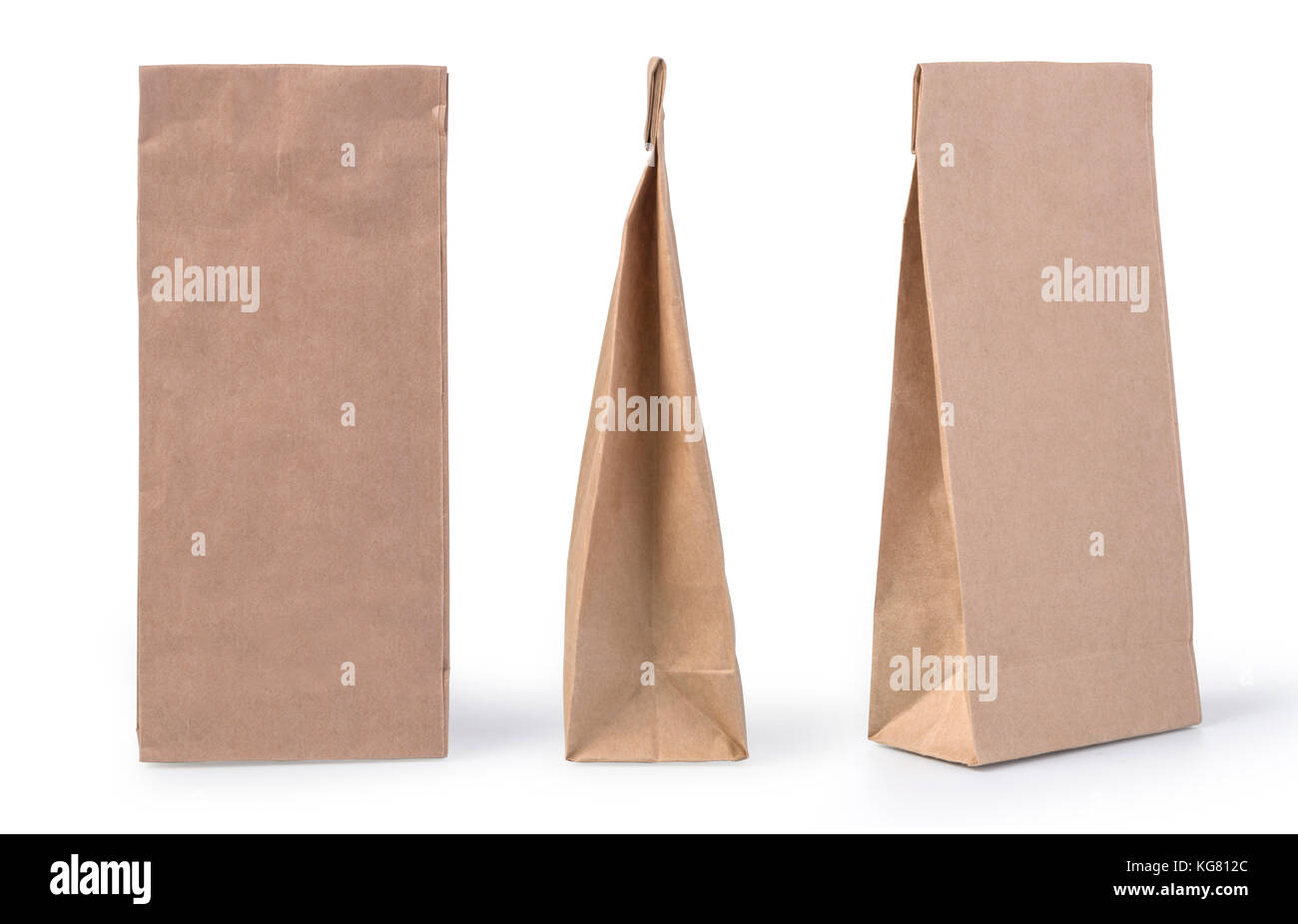 Brown paper bag packaging template isolated on white background Stock ...