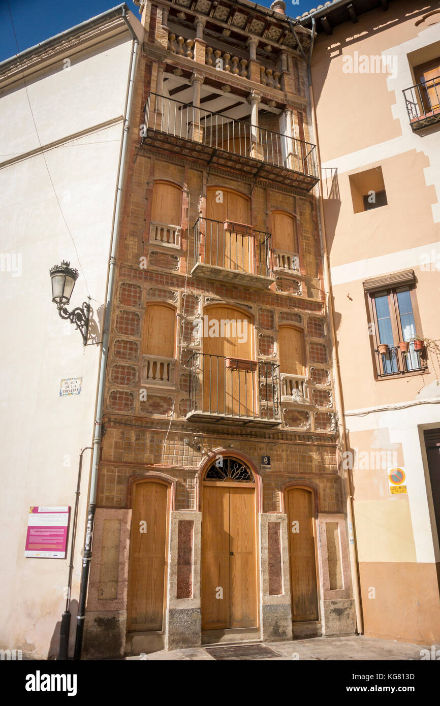 Narrow house, former convent, in art nouveau style, Xativa, Valencia ...